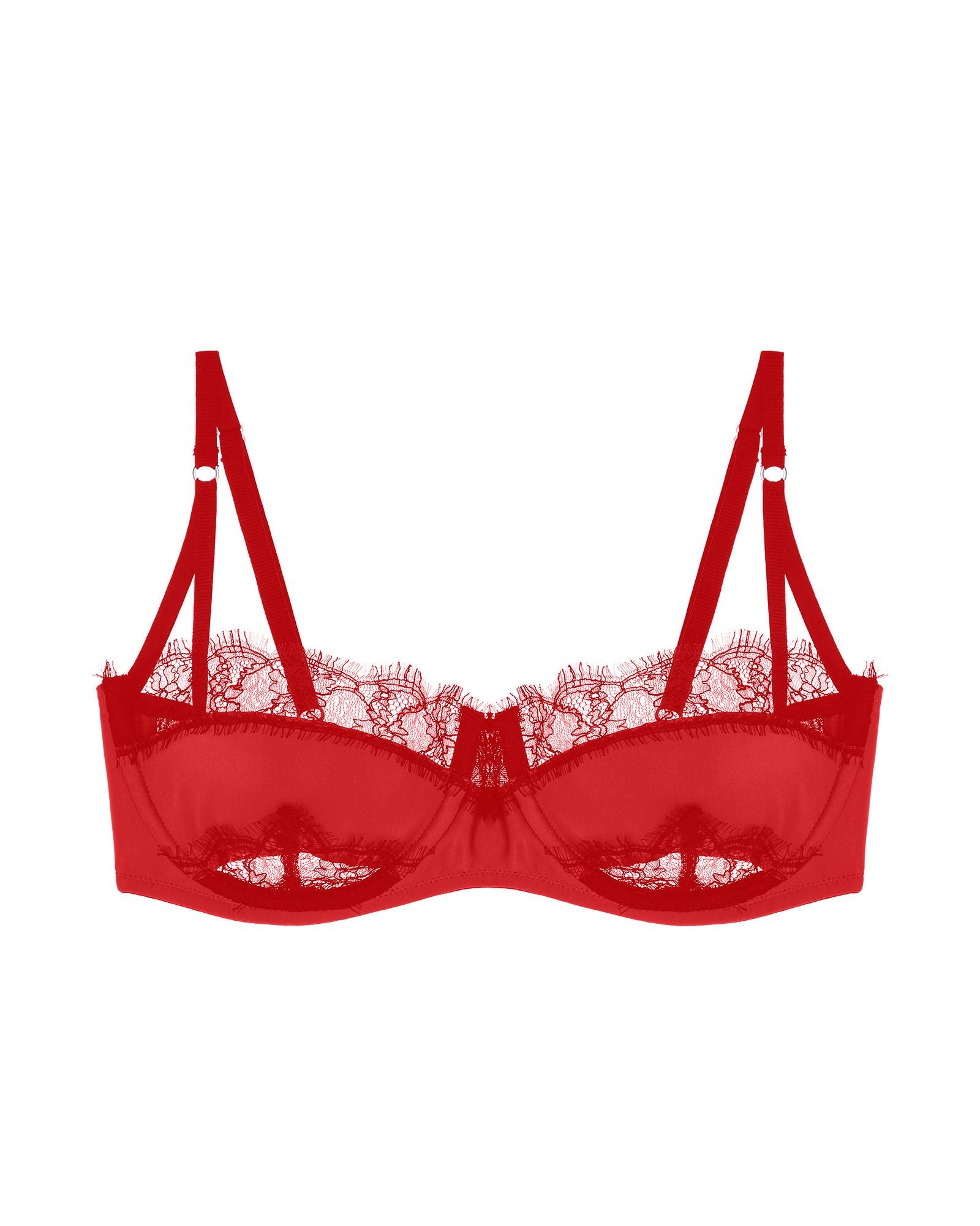Lace Inset Balconette In Red